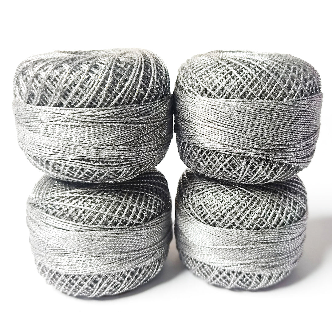 Metallic Silver Cotton Crochet Dori for Knitting, Weaving, Embroidery ...