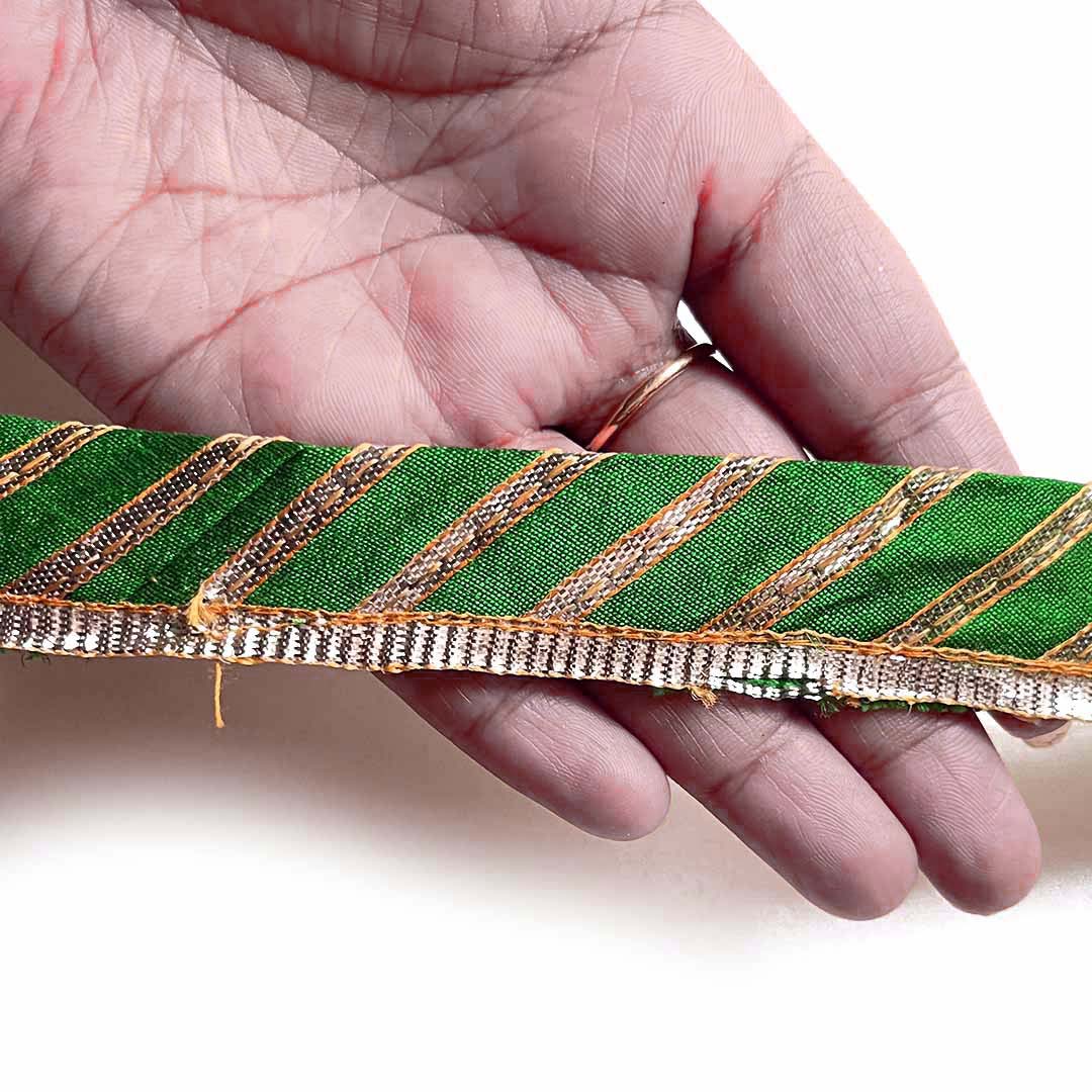 Green Color Rajasthani Gota Border (9 Meter) – Adikala - Craft Store