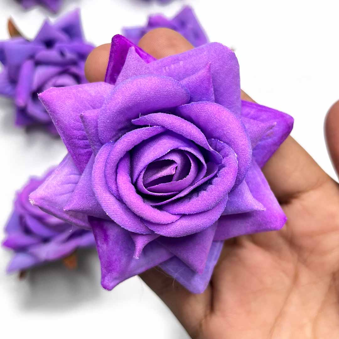 Purple Color Artificial Rose Flower Set Of 6 – Adikala - Craft Store