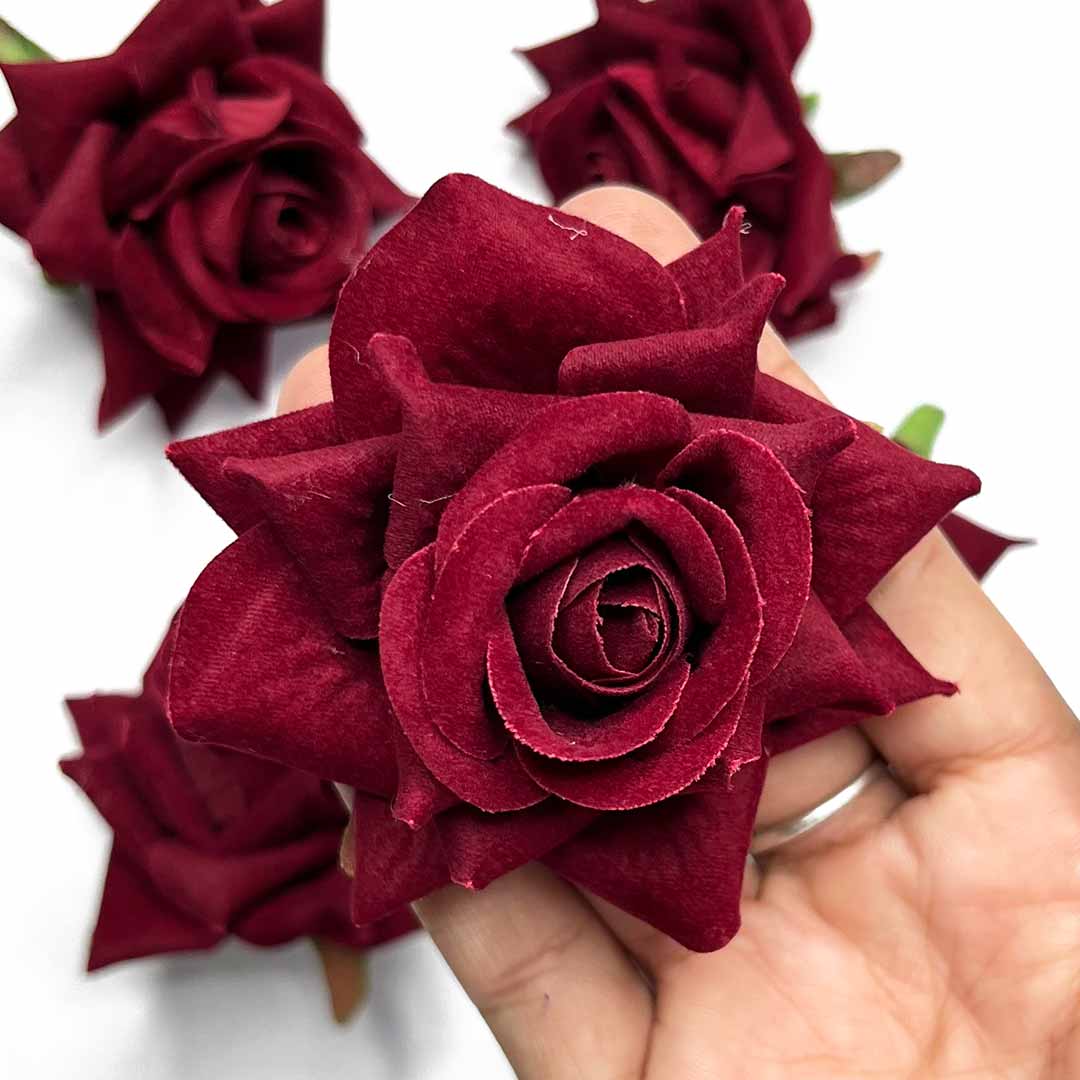 Wine Color Artificial Rose Flower Set Of 6 – Adikala - Craft Store