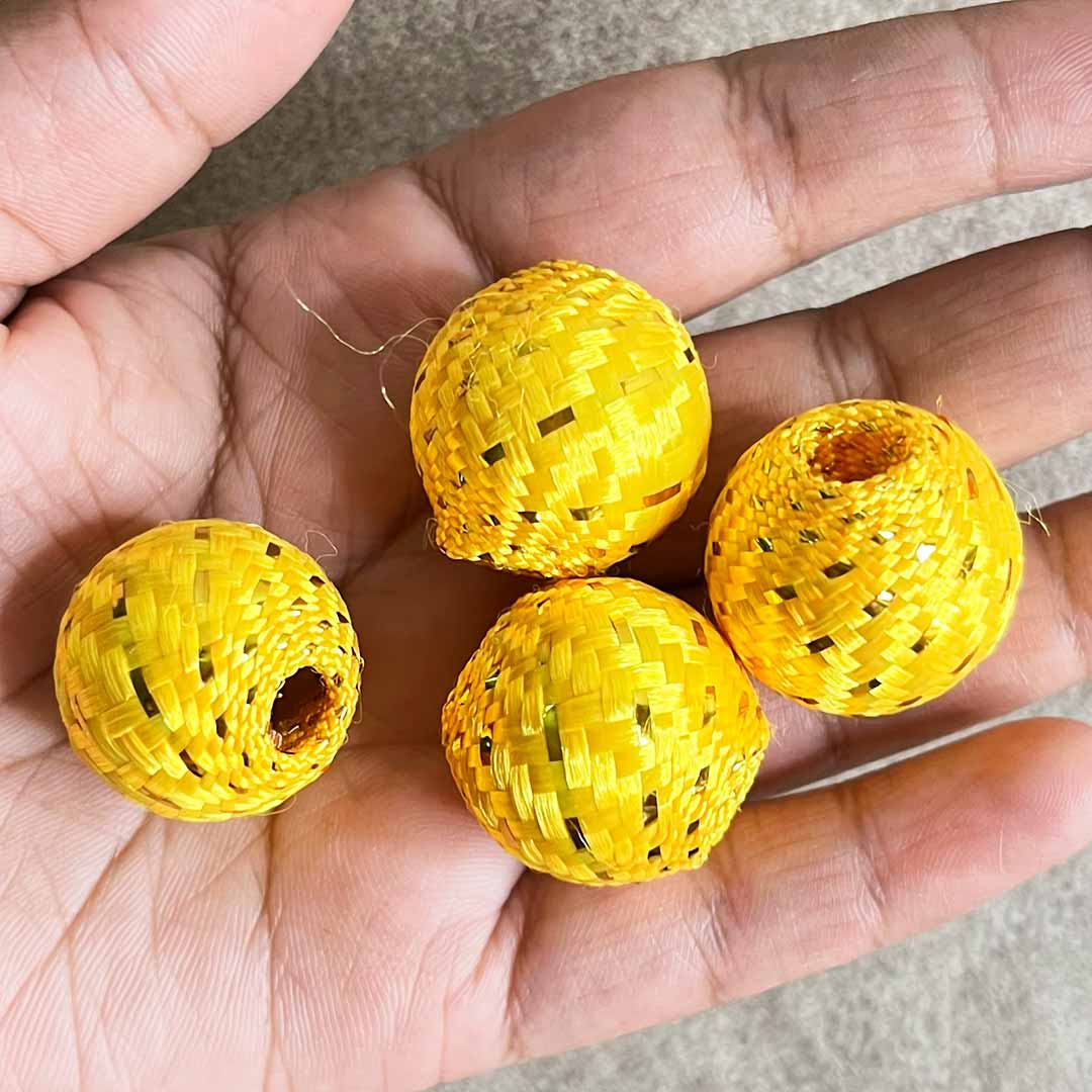 Yellow Color Silk Thread Weaving Beads Pack Of 20 – Adikala - Craft Store