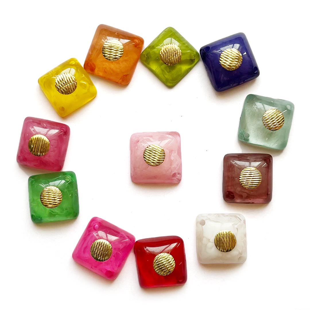 Square Shape With Golden Circle Acrylic Button Set Of 20 For Swing Pro ...