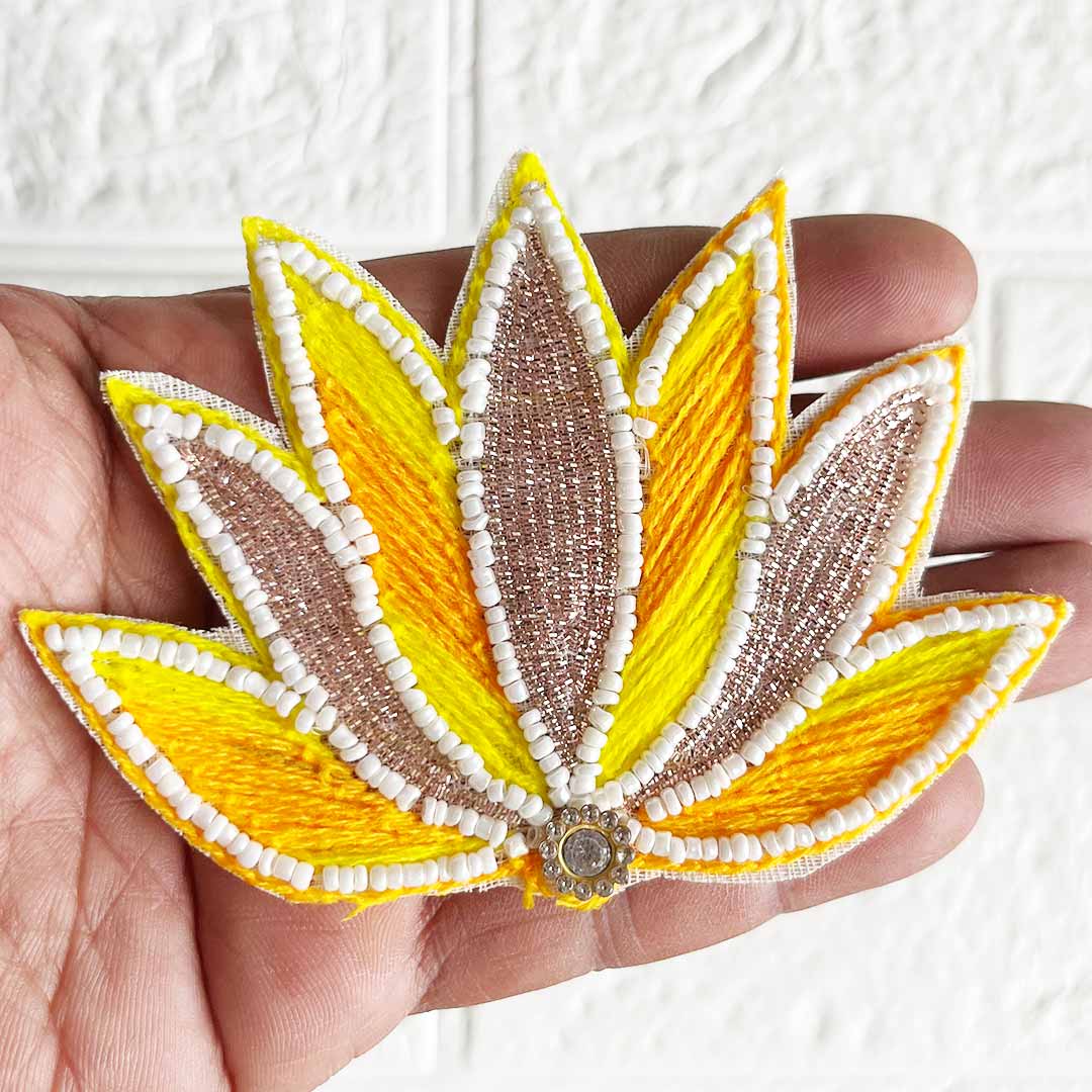 Yellow Woolen Nakshi Lotus Patch Pack of 4 | Diwali & Festive – Adikala ...