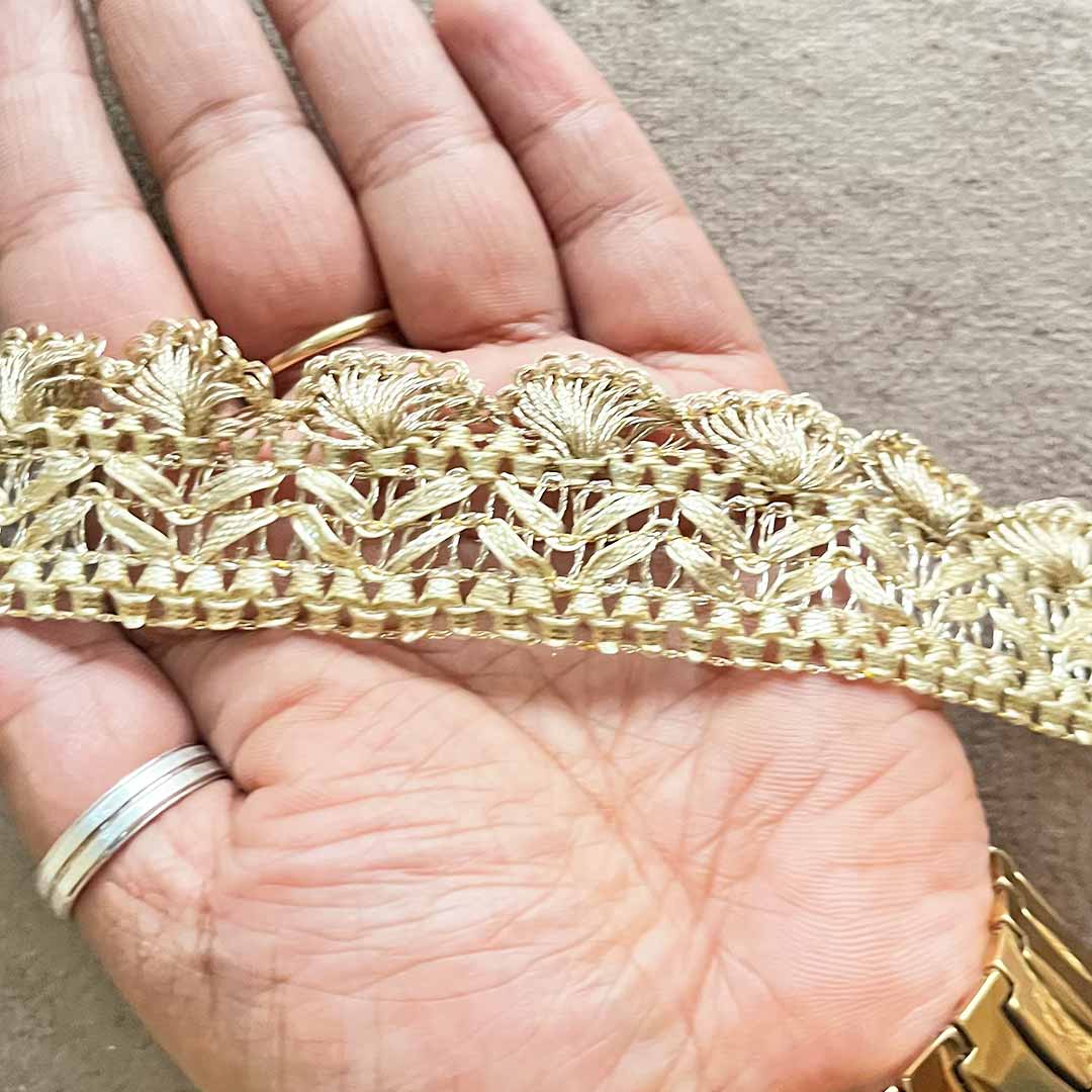 Crochet Weaving Golden Color Silk Thread & Gota Lace - ( 9mtr ...