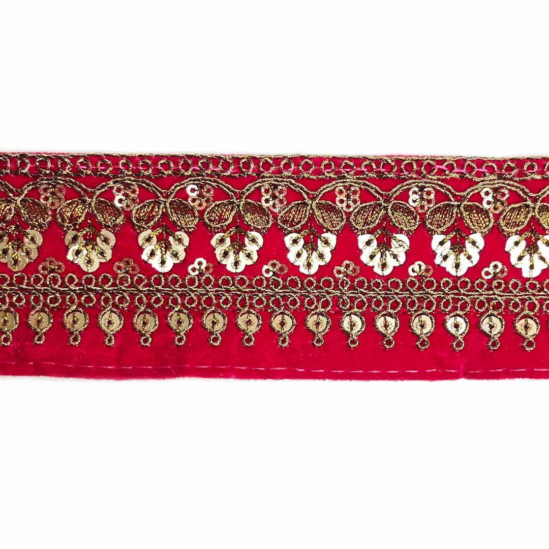 Metallic Work With Red Velvet Border- ( 9mtr) – Adikala - Craft Store