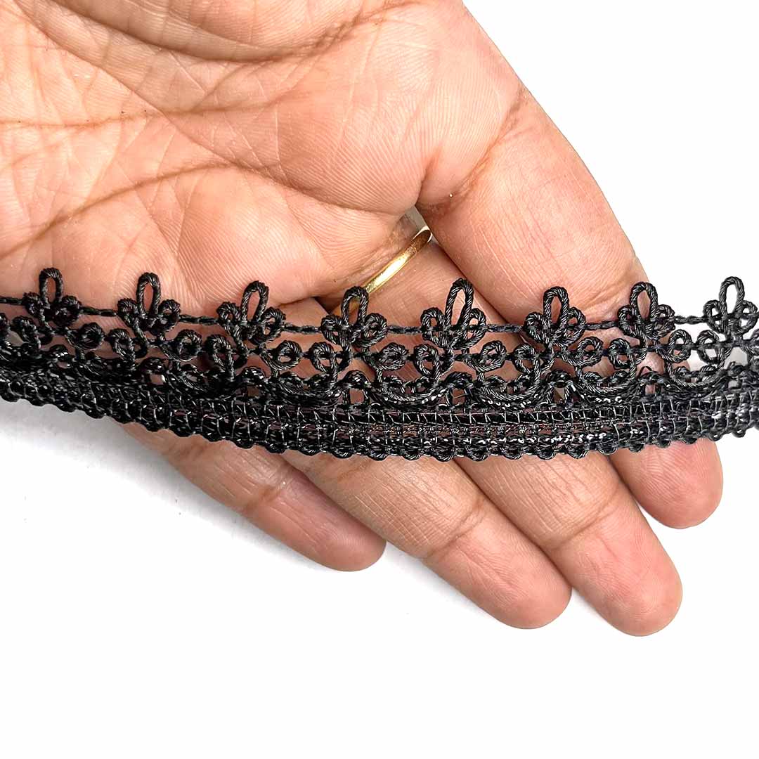 Black Dori Weaving Beautiful Lace (9 meter) Saree Border for Women Emb ...
