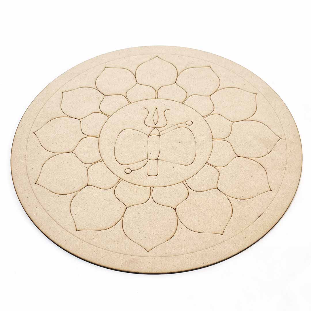 Trishul and Damru Mandala Design MDF Engraved Base – Adikala - Craft Store