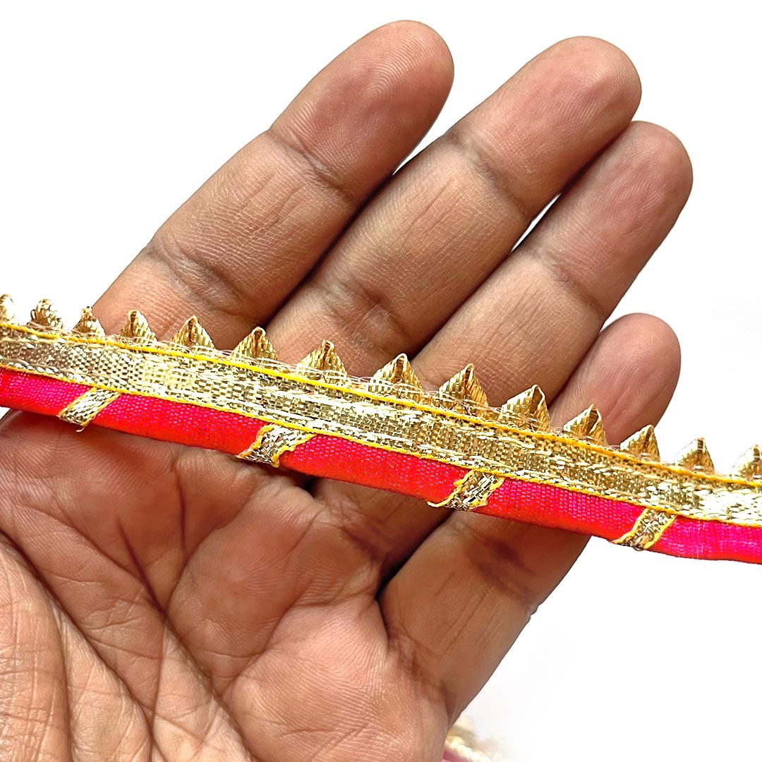Red Color Gota Patti Piping Zari Cord Tringle Samosa Lace Border for S ...