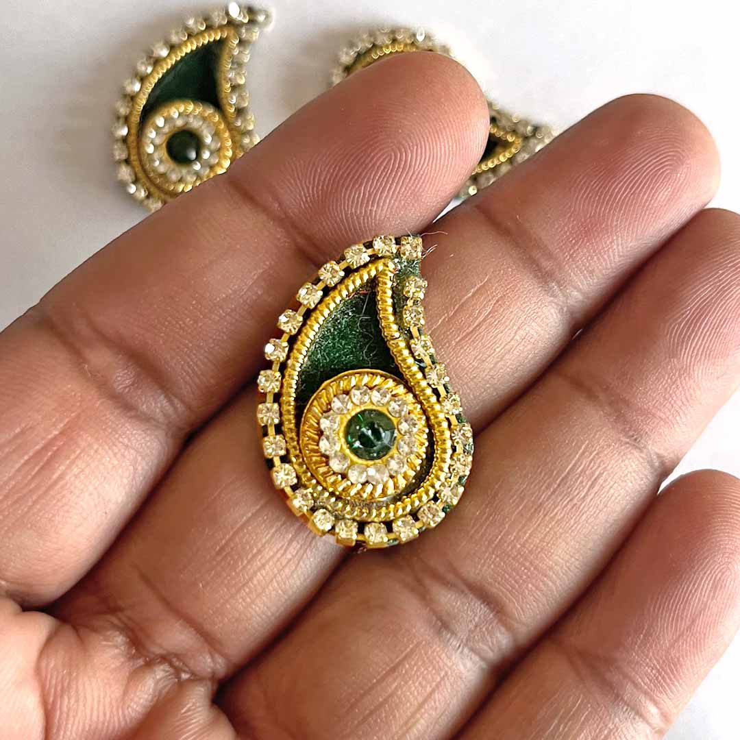 Green Color keri shape Booti Pack Of 10 – Adikala - Craft Store