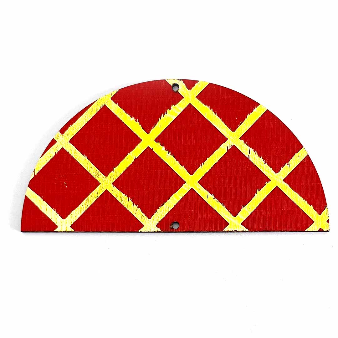 Golden foil printed Red color round fabric Semi Circle plate for festi ...