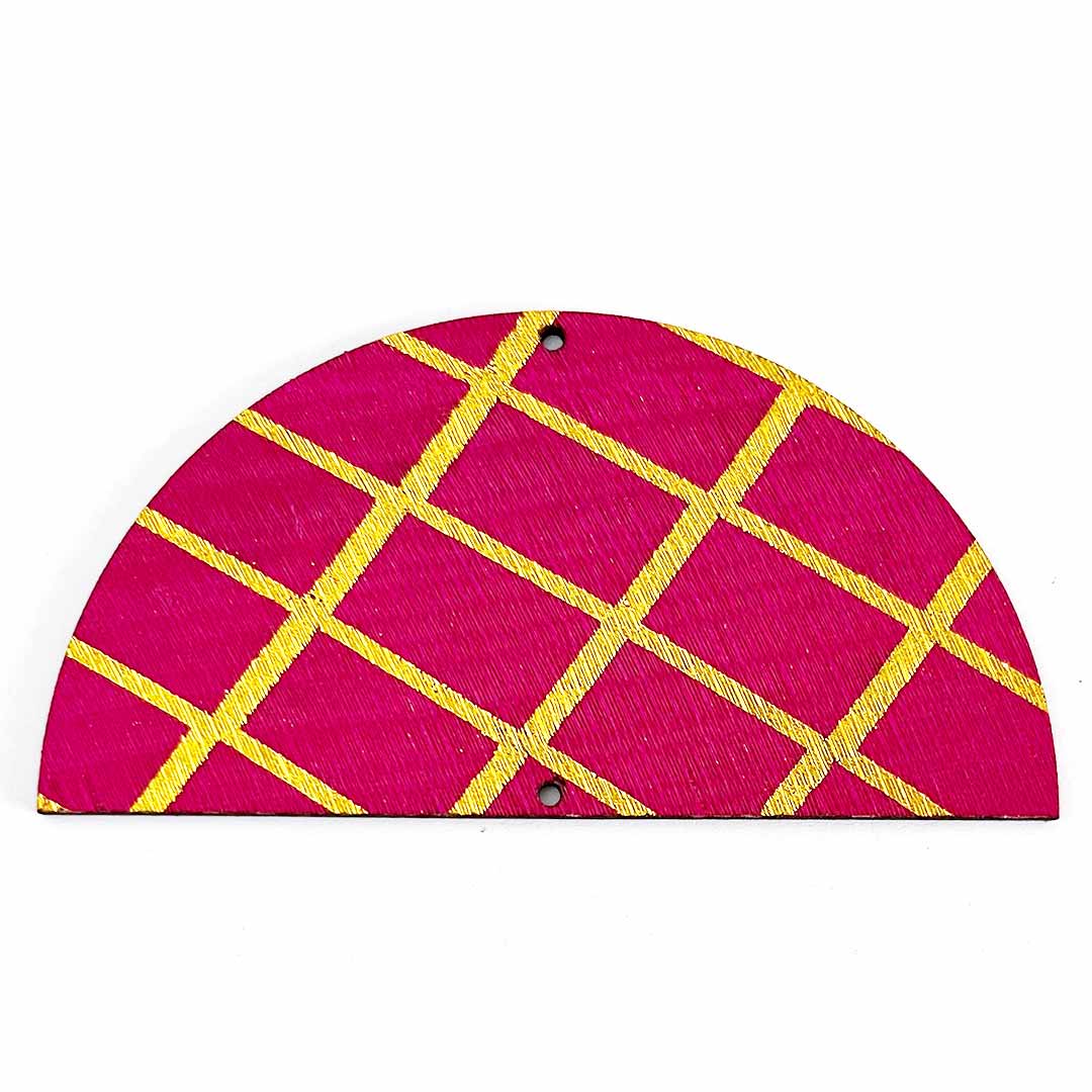 Golden foil printed Rani Pink color round fabric Semi Circle plate for ...