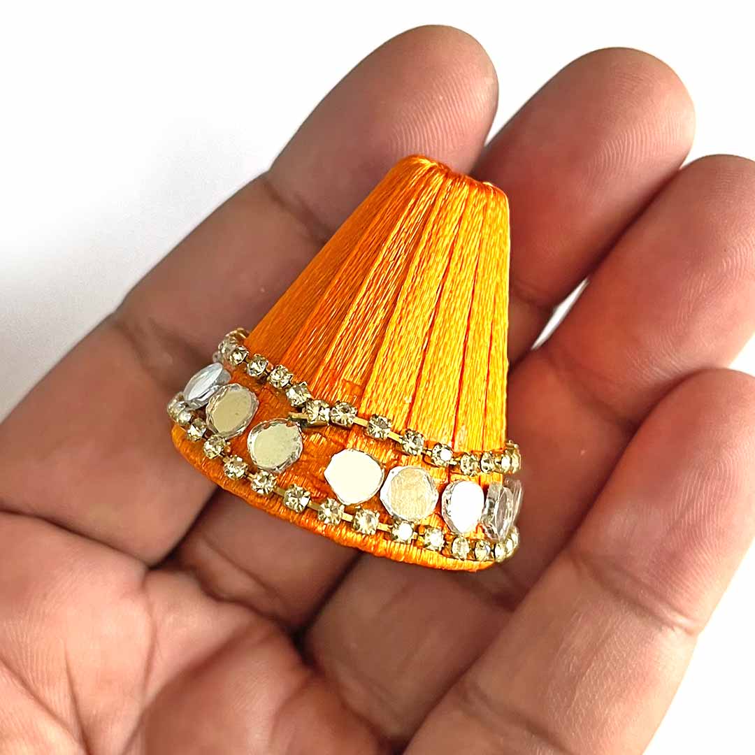 Orange color with mirror and stone chain work Cone Pack Of 10 – Adikala ...