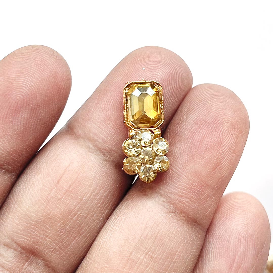 Gold Color Rectangle Shape With Flower Shape Jarkan Buttons Set Of 10 ...