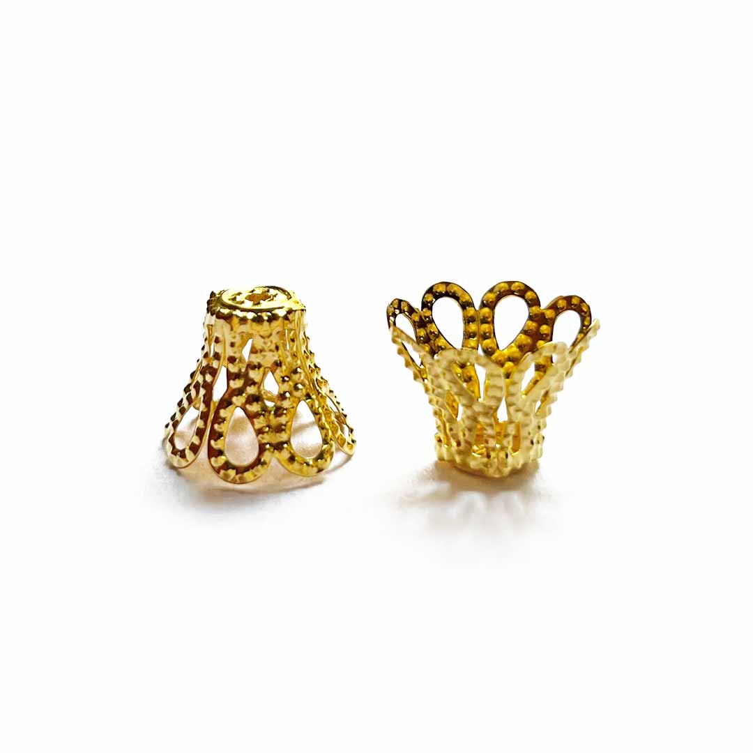 Cylindrical Flower Golden Beads Cap Set Of 20 – Adikala - Craft Store