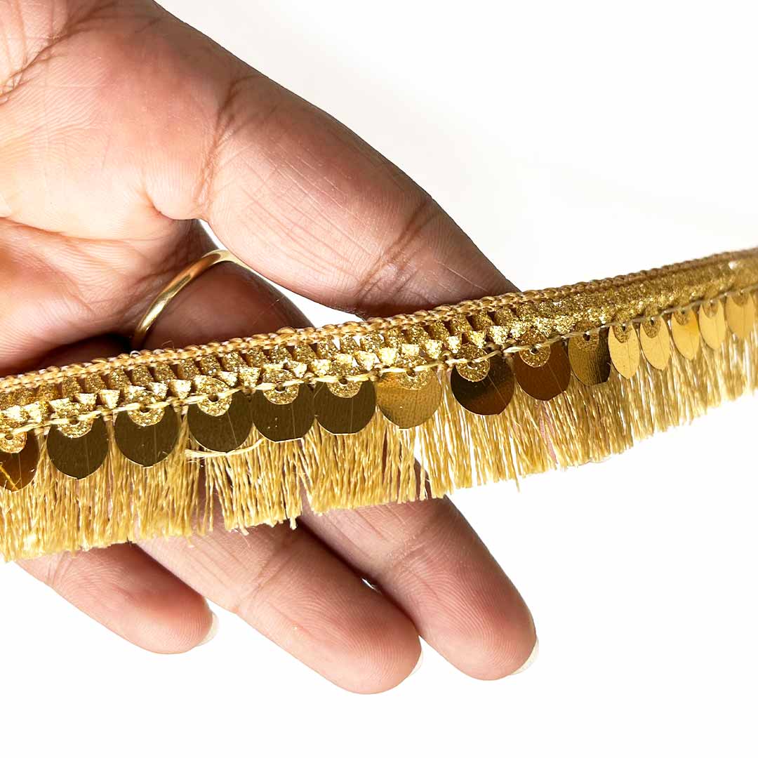 Golden Zari Tassel Fringe Sequence – Adikala - Craft Store