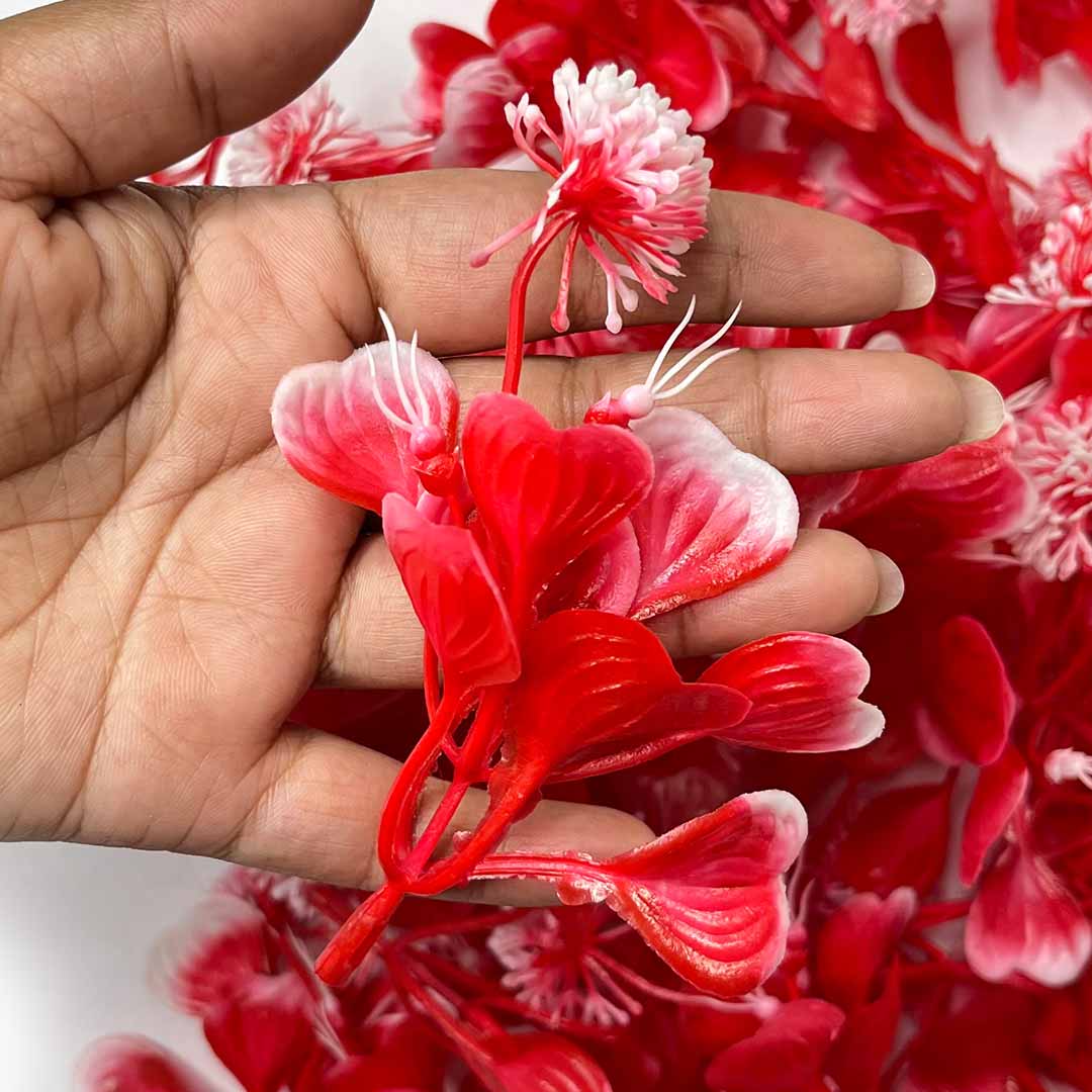 Red Color Big Size Leaf With Flower Pack Of 12 – Adikala - Craft Store