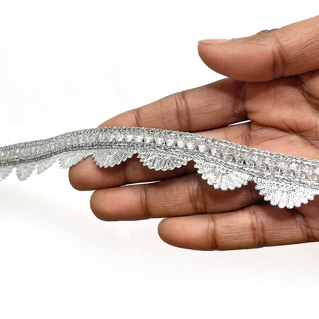 Silver Lace With Beautiful Semi Circle Design (9 meter) – Adikala ...