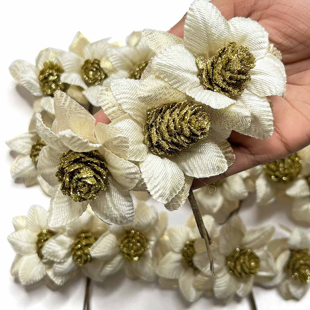 Cream Color Martina Moon Flower With Baby Pine Bunch 2 Of 6 PCS ...