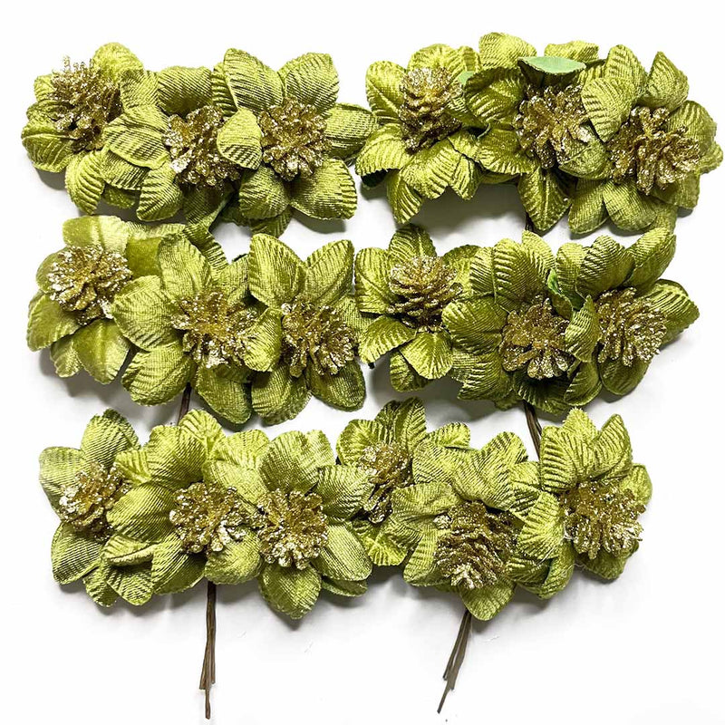 Pista Green Color Martina Moon Flower With Baby Pine Bunch 2 Of 6 PCS ...