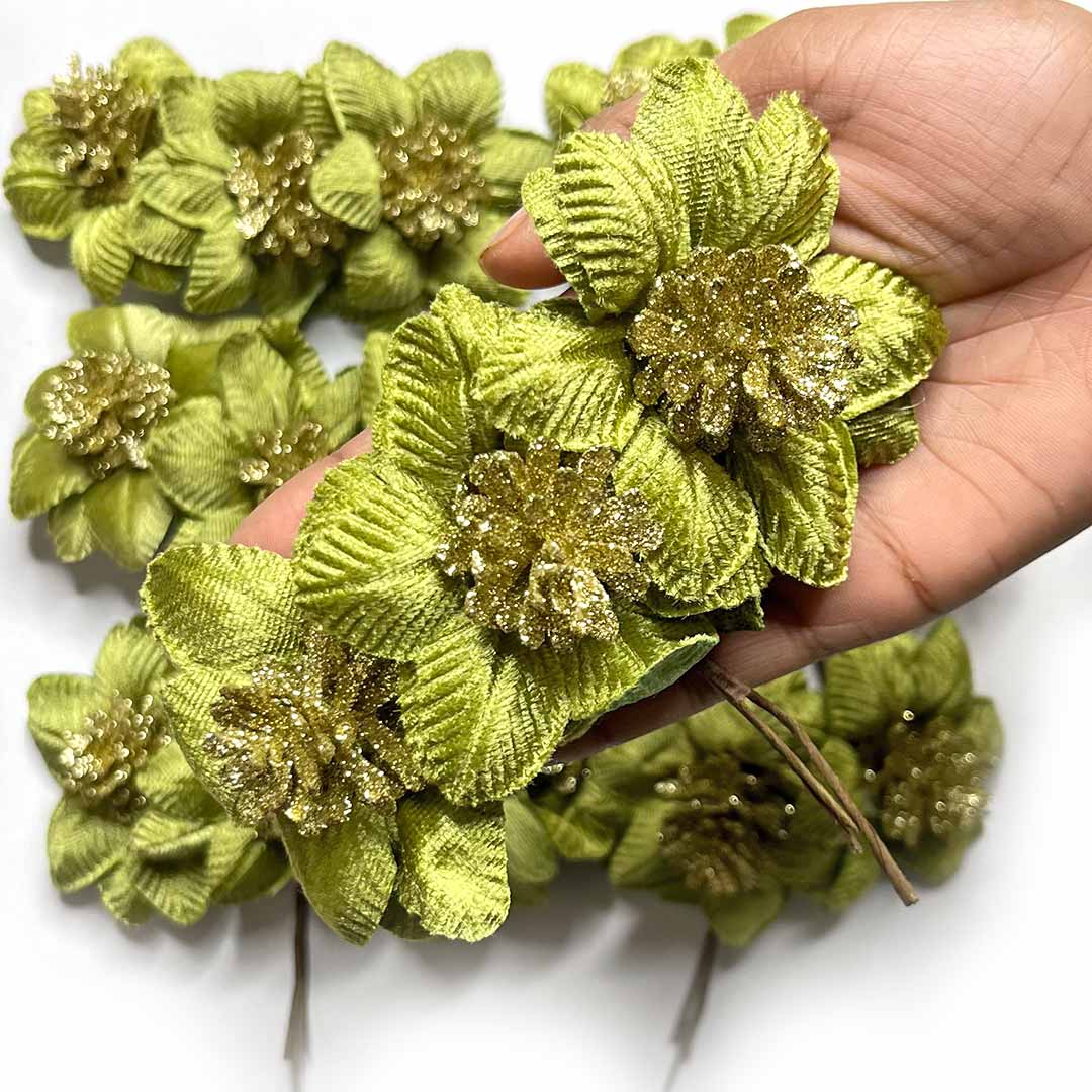 Pista Green Color Martina Moon Flower With Baby Pine Bunch 2 Of 6 PCS ...